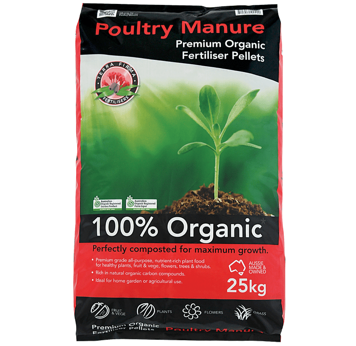 Poultry Manure Premium Organic Fertilizer Pellets 25kg (Terra Firma ...