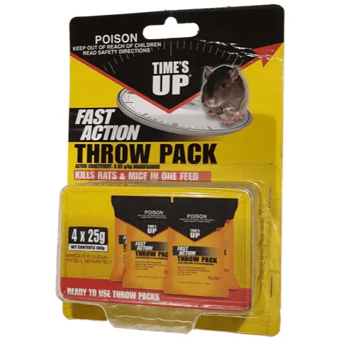 Times Up Fast Action Throw Pack Rat Bait 4 x 25g (100g) - Enfield Produce