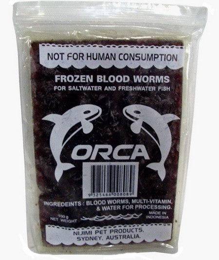 Orca Frozen Blood Worms (Choc Bloc) 100g - Enfield Produce
