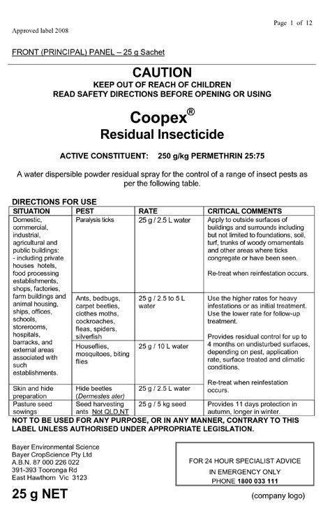 Coopex Residual Insecticide Powder 25 grams - Enfield Produce